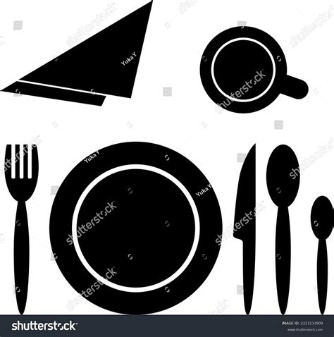Table Setting Top View Vector Plate Stock Vector Royalty Free 2221533909 Shutterstock