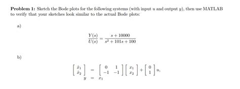 Solved Problem Sketch The Bode Plots For The Following Chegg