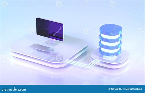 Date Center Isometric 3d Render Server With Computer Equipment Web