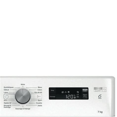 Whirlpool Machine à Laver 6ème Sens 7 kg Blanc Hublot 1200 Tours