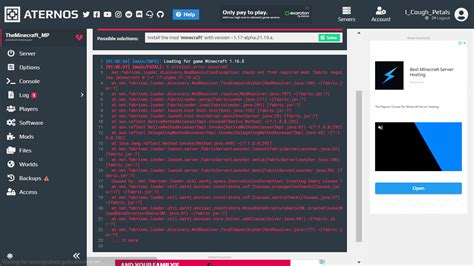 Server Crashing Mod That Doesn T Exist Is Required Server Aternos Community
