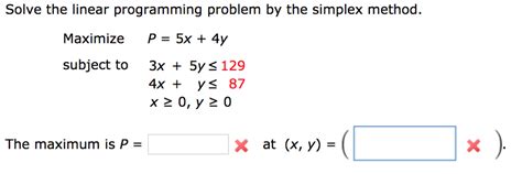 Solved Solve The Linear Programming Problem By The Simplex