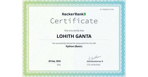 lohith ganta on linkedin hackerrank skill certificate