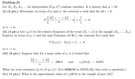 Solved Problem 31 Let X1 X2 X3 Be Independent N U 02 Chegg Com