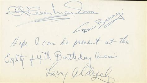 Doris Barry Autograph Note Signed Co Signed By Larry Aldrich