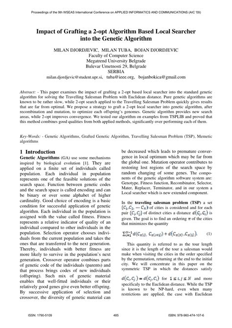 PDF Impact Of Grafting A 2 Opt Algorithm Based Local Searcher Into