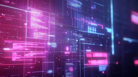 Abstract Digital Interface With Glowing Data Elements And Graphs Stock Illustration