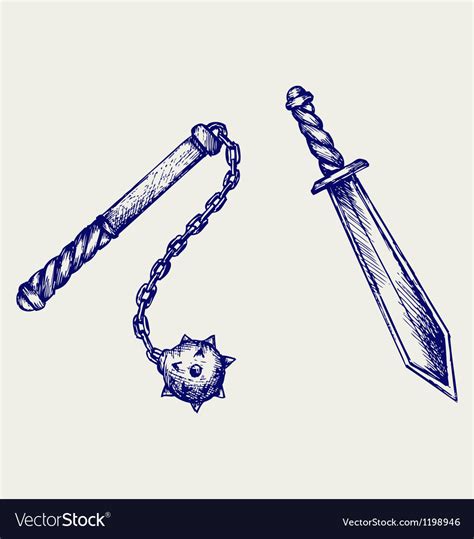Sword And Mace Royalty Free Vector Image Vectorstock