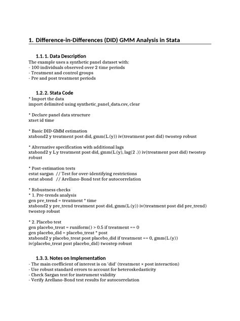 Stata Did Gmm Analysis Guide Pdf