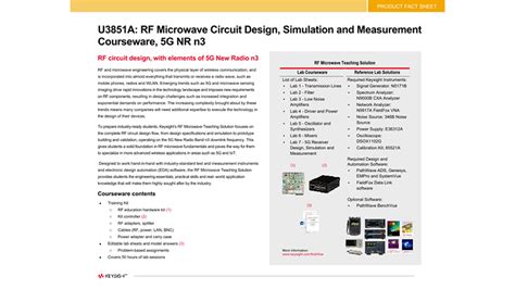U3851a Rf Microwave Circuit Design Simulation And Measurement Courseware 5g Nr N3 Keysight