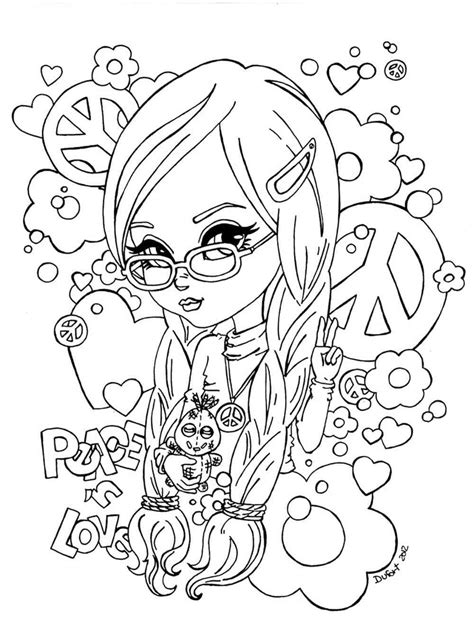 Cute Hippie Girl Coloring Page Download Print Or Color Online For Free