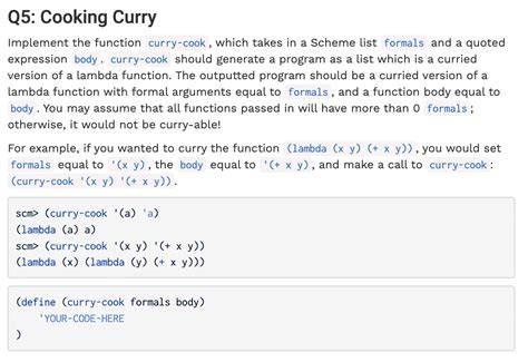 Solved Q5 Cooking Curry Implement The Function Curry Cook