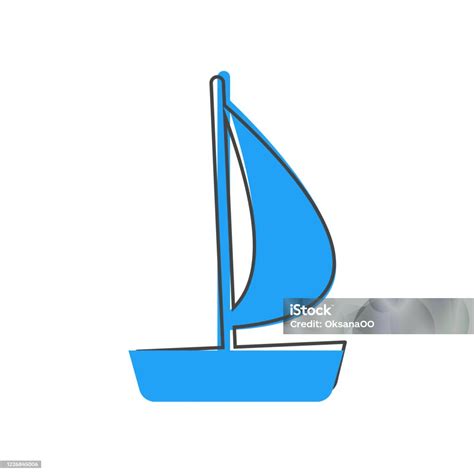 바다 선의 벡터 이미지입니다 선박 흰색 고립 된 배경에 범선 아이콘 만화 스타일 0명에 대한 스톡 벡터 아트 및 기타 이미지 0명 돛 레저 활동 Istock