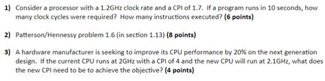 Solved Consider A Processor With A GHZ Clock Rate And Chegg Com