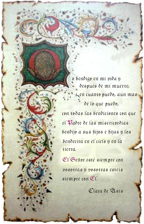 Tarjetas Y Oraciones Catolicas BendiciÓn De Santa Clara De AsÍs