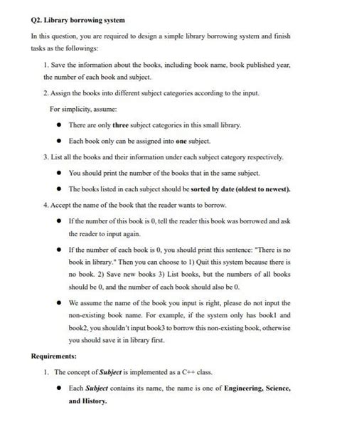 Solved Q2 Library Borrowing System In This Question You