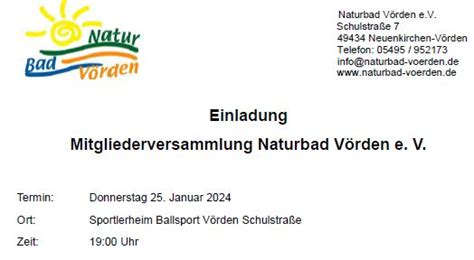 Mitgliederversammlung Naturbad Vörden