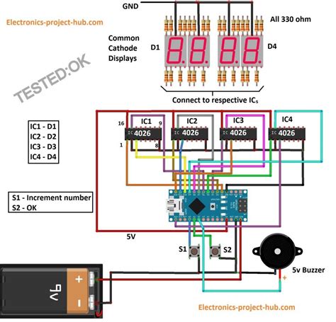 countdown timer circuit diagram with 7 segment display diy electronics projects electronics