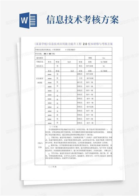 学校信息技术应用能力提升工程2 0校本研修与考核方案Word模板下载 编号qgdrynvl 熊猫办公