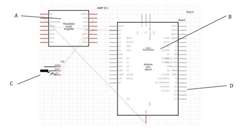 17 Arduino Schematic A Audio Amplifier B Arduino Microprocessor
