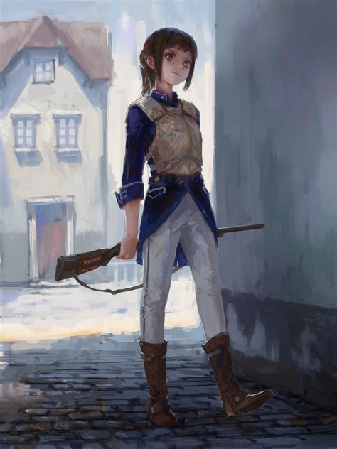 Safebooru 1girl Absurdres Armor Bangs Blue Jacket Boots Breastplate