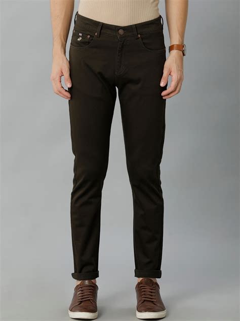 Buy Double Two Men Mid Rise Smart Slim Fit Plain Cotton Chinos Trousers