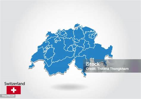 瑞士地圖設計與3d 風格藍色瑞士地圖和國旗簡單的向量地圖 輪廓 形狀 輪廓 在白色向量圖形及更多商務圖片 商務 圖標集 圖示 Istock