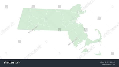 Massachusetts Administrative Map Counties Map Massachusetts Stock