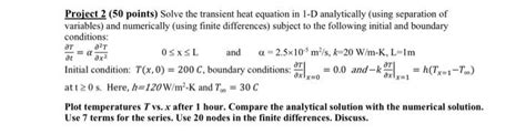 Solved Project 2 50 Points Solve The Transient Heat