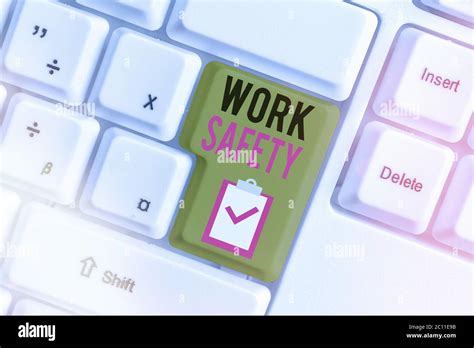 Handwriting Text Writing Work Safety Conceptual Photo Preventive Measures Applied By Firms To