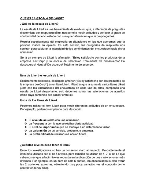 QUE ES LA Escala DE Likert QUE ES LA ESCALA DE LIKERT Qué es la