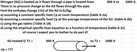 Solved Nitrogen N2 Is Heated As It Flows Through A Pipe Is