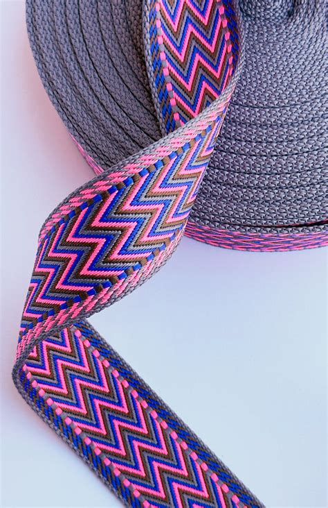 Neon Pink Zigzags 2in Handle Webbing Sassafras Lane Designs