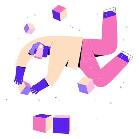 Premium Vector Man Collects Cubes In Virtual Reality