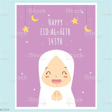 행복 한 이드 알피트 르 인사말 카드 무슬림 여자 벡터 디자인 Eid Ul Fitr에 대한 스톡 벡터 아트 및 기타 이미지