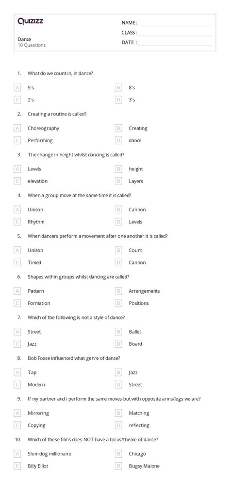 50 Fine Arts Worksheets For 7th Class On Quizizz Free And Printable
