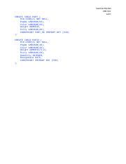 SQL Lab 1 Docx CREATE TABLE PART PID CHAR 2 NOT NULL Pname VARCHAR 50