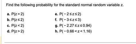 Standard Normal Random Variable Calculator