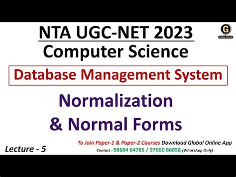 Normalization In DBMS Video Lecture Crash Course For UGC NET Computer