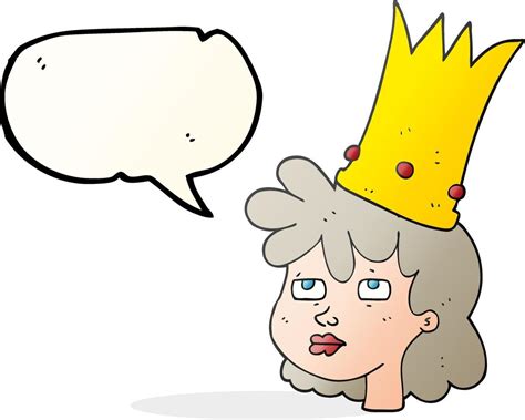 Reine De Dessin Animé Bulle Discours Dessiné à Main Levée Avec Couronne