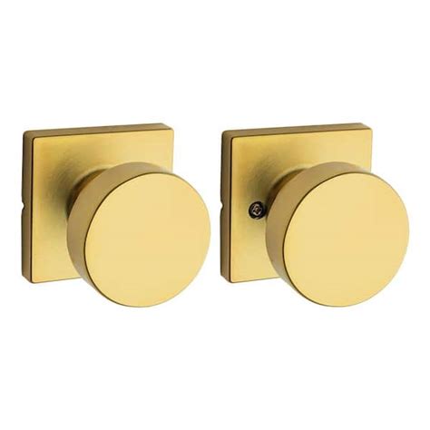 Kwikset Pismo Satin Brass Hallcloset Square Door Knob 720psk Sqt 4 Cp The Home Depot