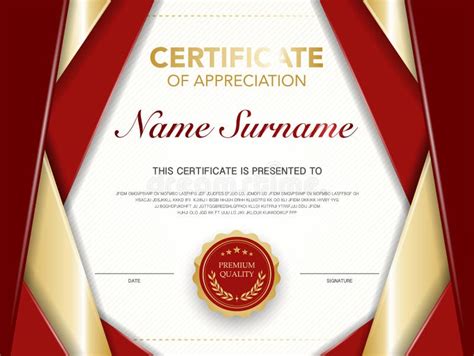 Diploma Certificate Template Red And Gold Color With Luxury And Modern