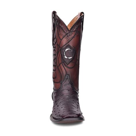 Bota Vaquera Cuadra Avestruz Blackcherry Para Hombre Botines Charros Llc