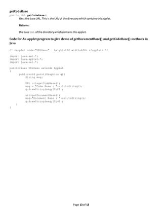 Class Notes Week On Applet Programming Pdf