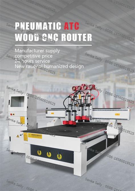 Senke ATC Pneumatic 4 Heads Wood Cnc Router Cnc Router Design Supplies Cnc Router Machine
