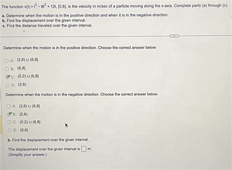 Solved The Function V T T38t2 12t 0 8 Is The Velocity Chegg Com
