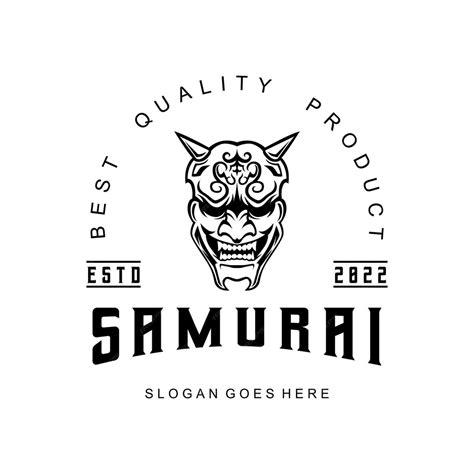 Samurai Mask Ronin Angry Face логотип значок символ черно белый