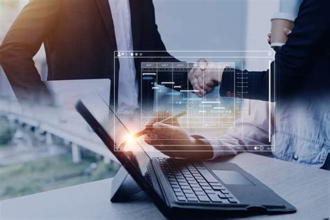 Analyst Working With Computer In Business Analytics And Data Management System To Make Report