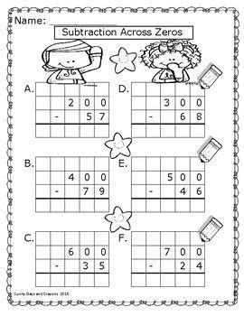Adding And Subtracting Across Zeros Worksheets Cindy Ha S Addition Worksheets