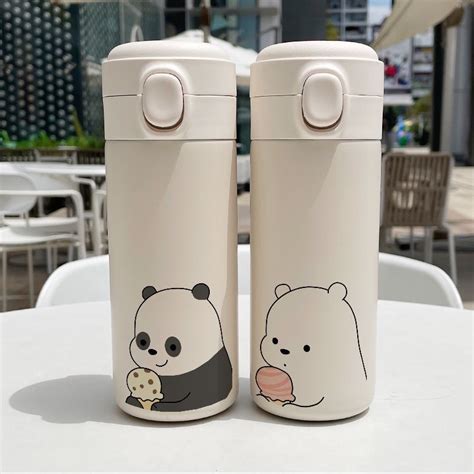 現貨免運ins可愛風水壺 水杯 水瓶 陶瓷杯 隨行杯咱們裸熊保溫杯白熊黑熊棕熊不銹鋼杯子可愛萌水杯初高中學生專用 小諾 蝦皮購物